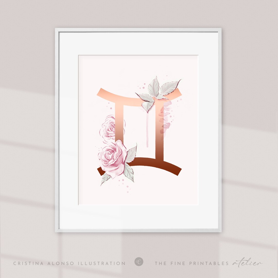 Gemini Sign Printable, Horoscope Digital Download - Feminine Horoscope ...