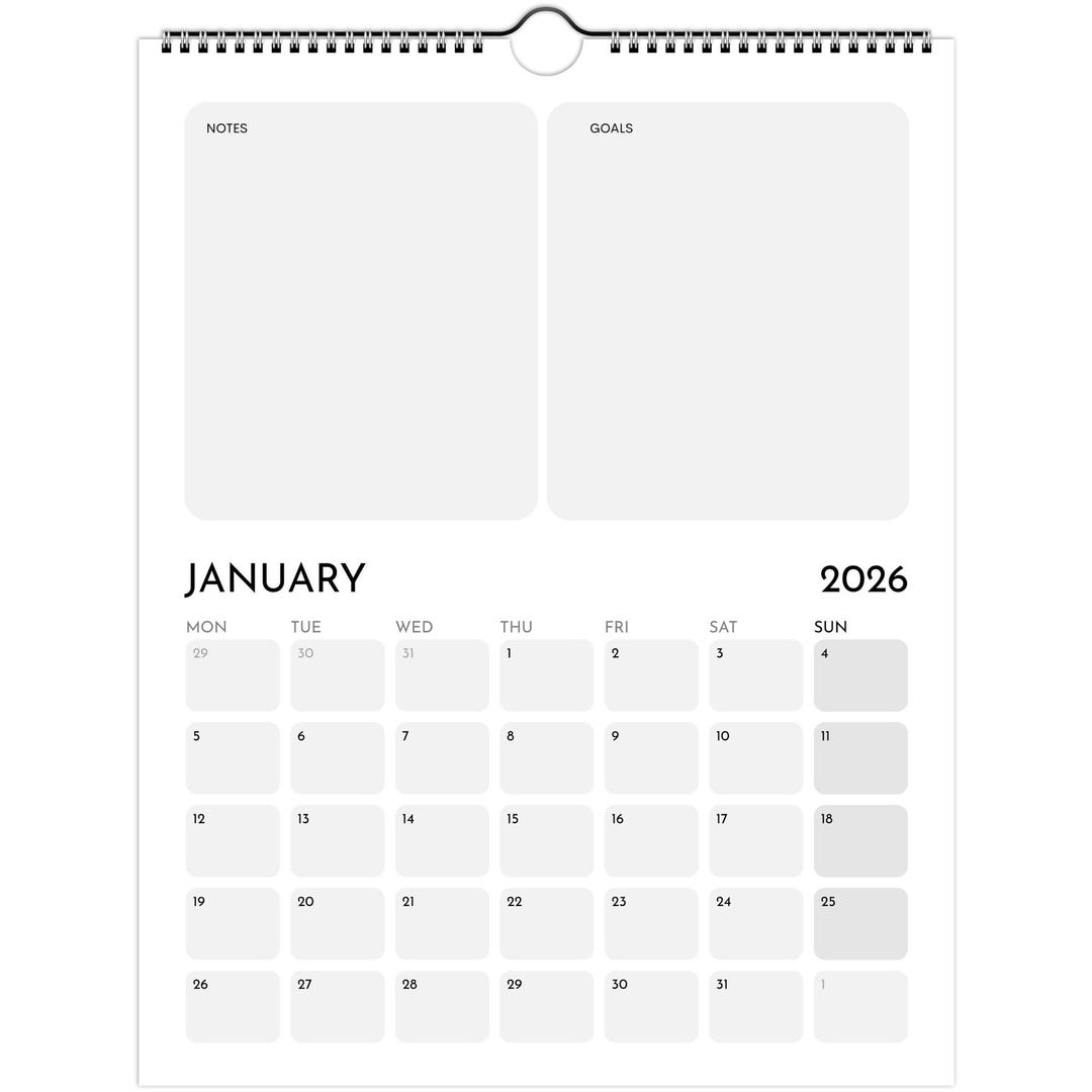 2026 Printed Wall Calendar Monday Start 8.5x11 Vertical With Coil ...