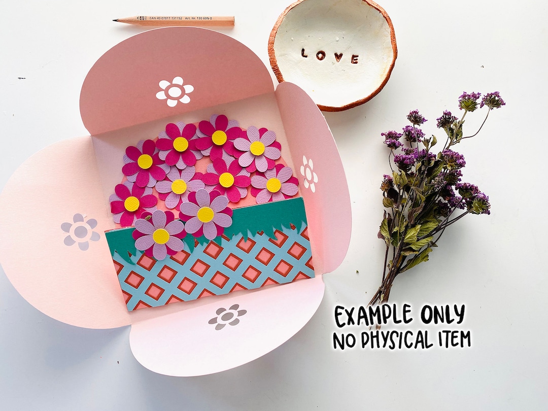 Flower Fold Card & Square Envelope Digital Download Cut Files, SVG ...