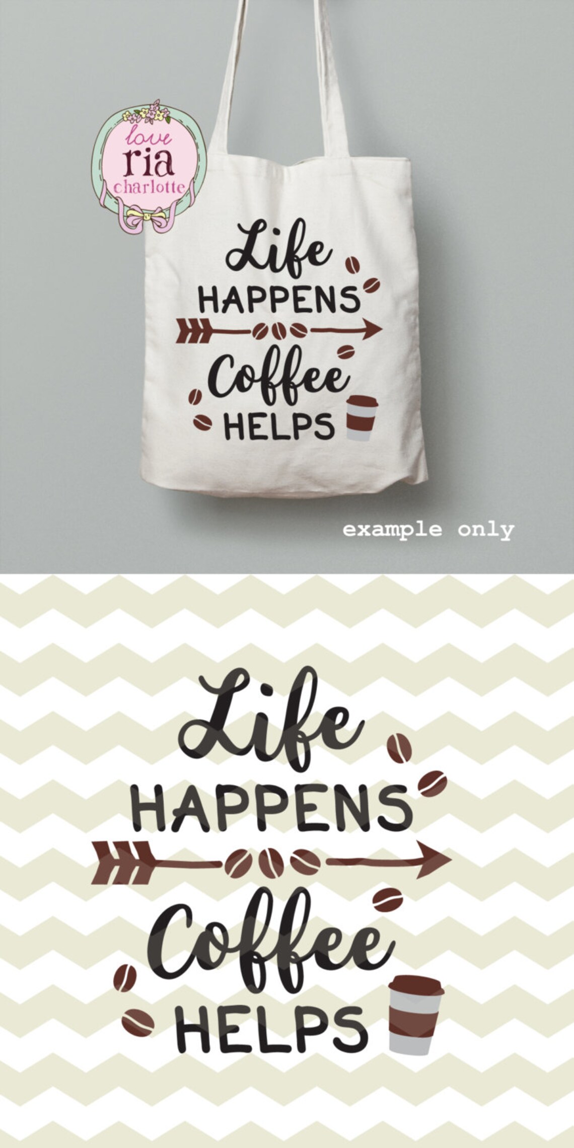 Life Happens Coffee Helps Coffee Lover Fun Quote Digital | Etsy