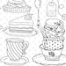 High Tea, Afternoon Tea Time, Teapot Teacups Cake Handdrawn Hand Drawn ...