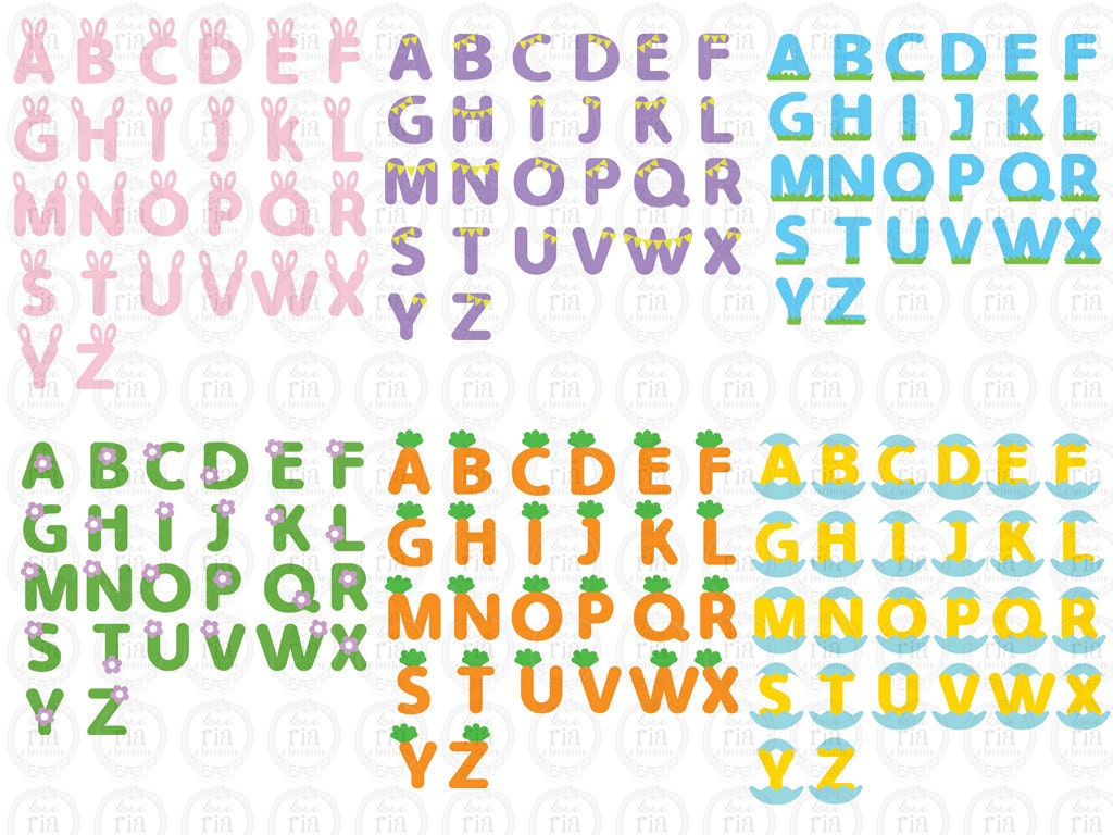 6 Designs Easter Alphabet Letters Bundle Cute Spring Bunny - Etsy