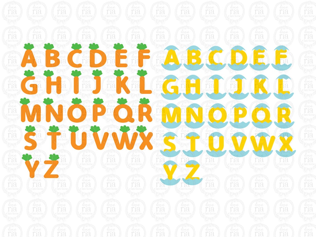 6 Designs Easter Alphabet Letters Bundle Cute Spring Bunny - Etsy