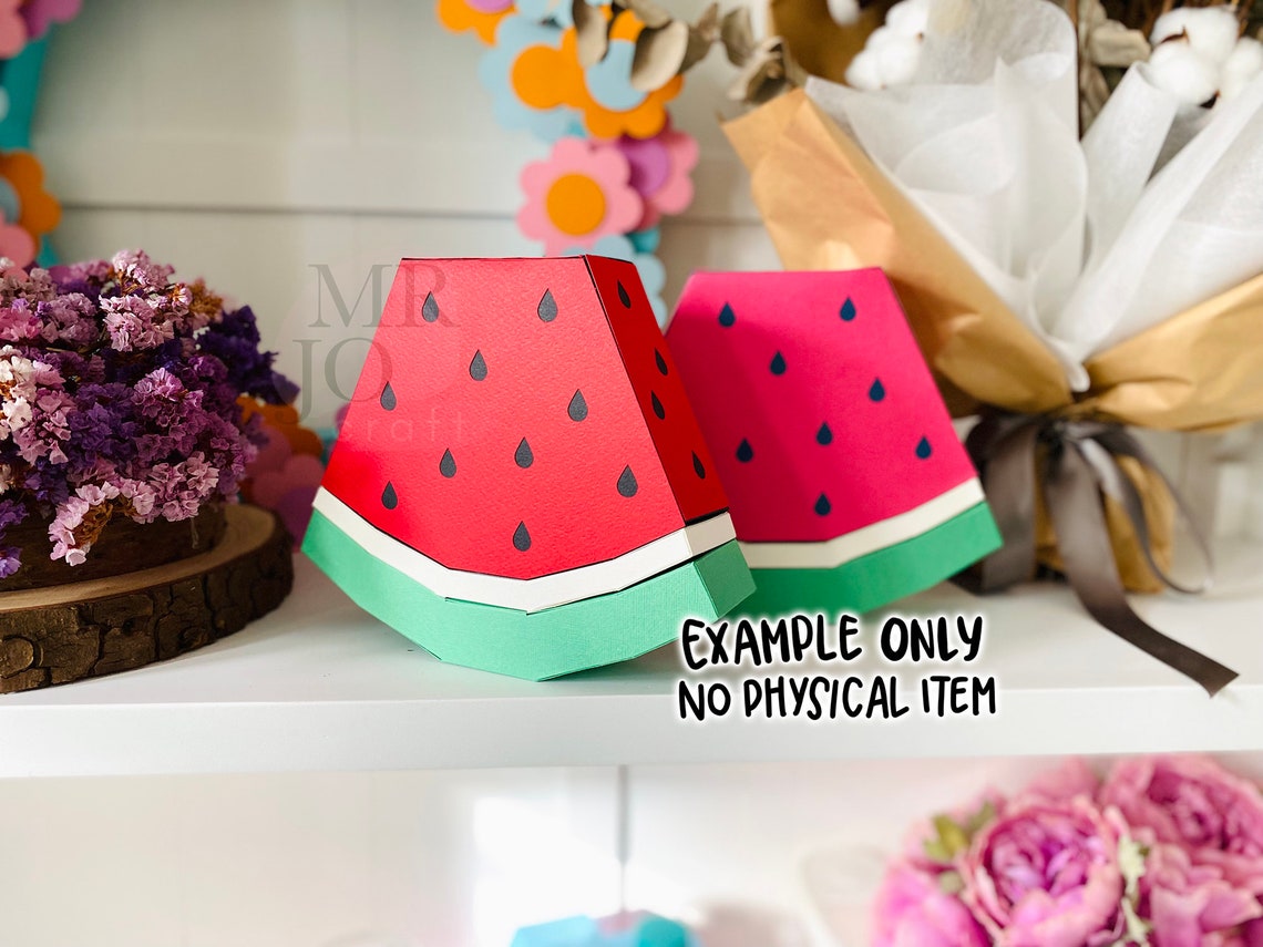 Summer Craft - 3D Paper Watermelon Gift Box, Party Favor, Digital ...