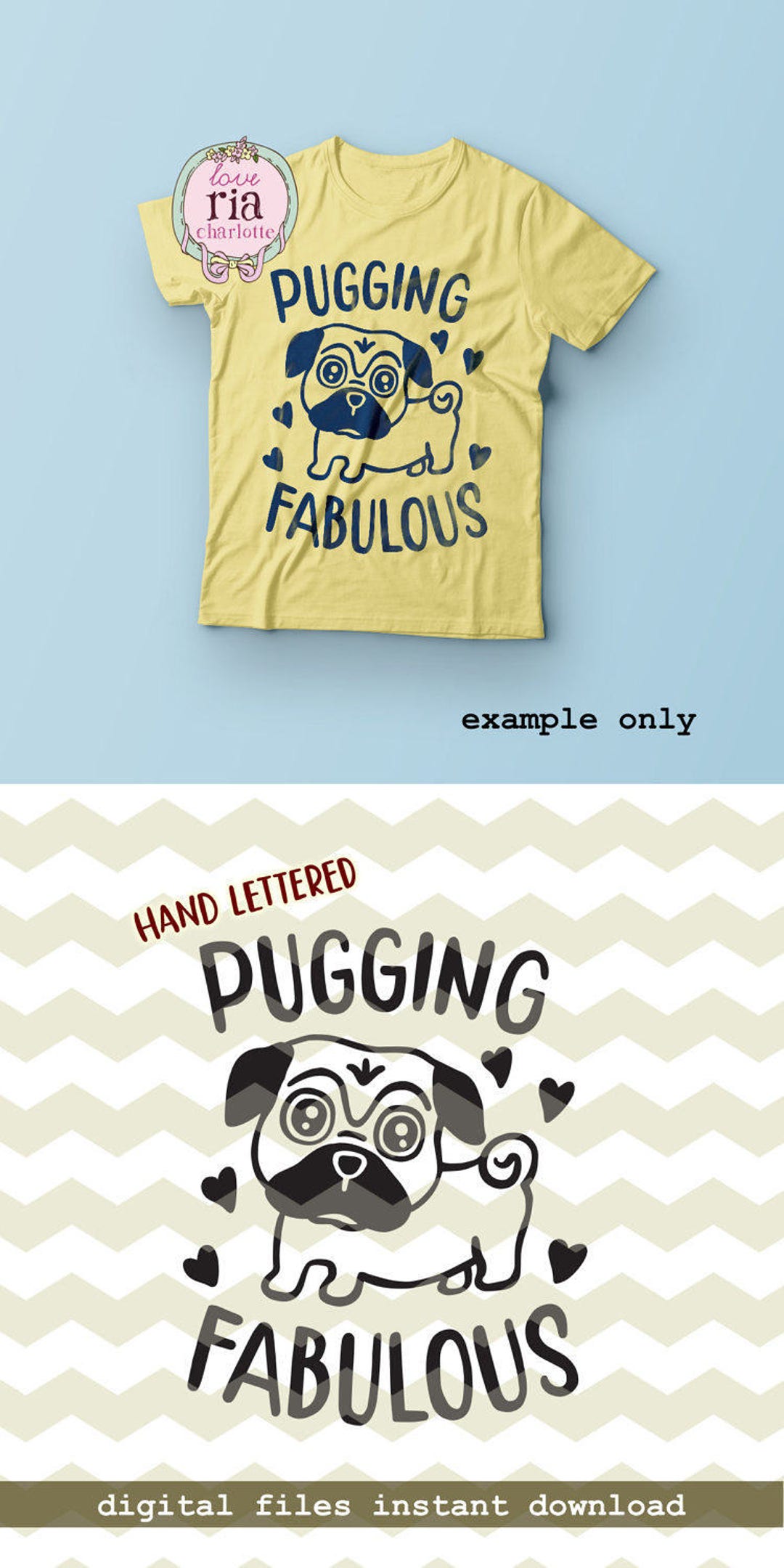 Pugging Fabulous, Cute Fun Funny Quirky Pug Dog Pet Lover Digital Cut ...