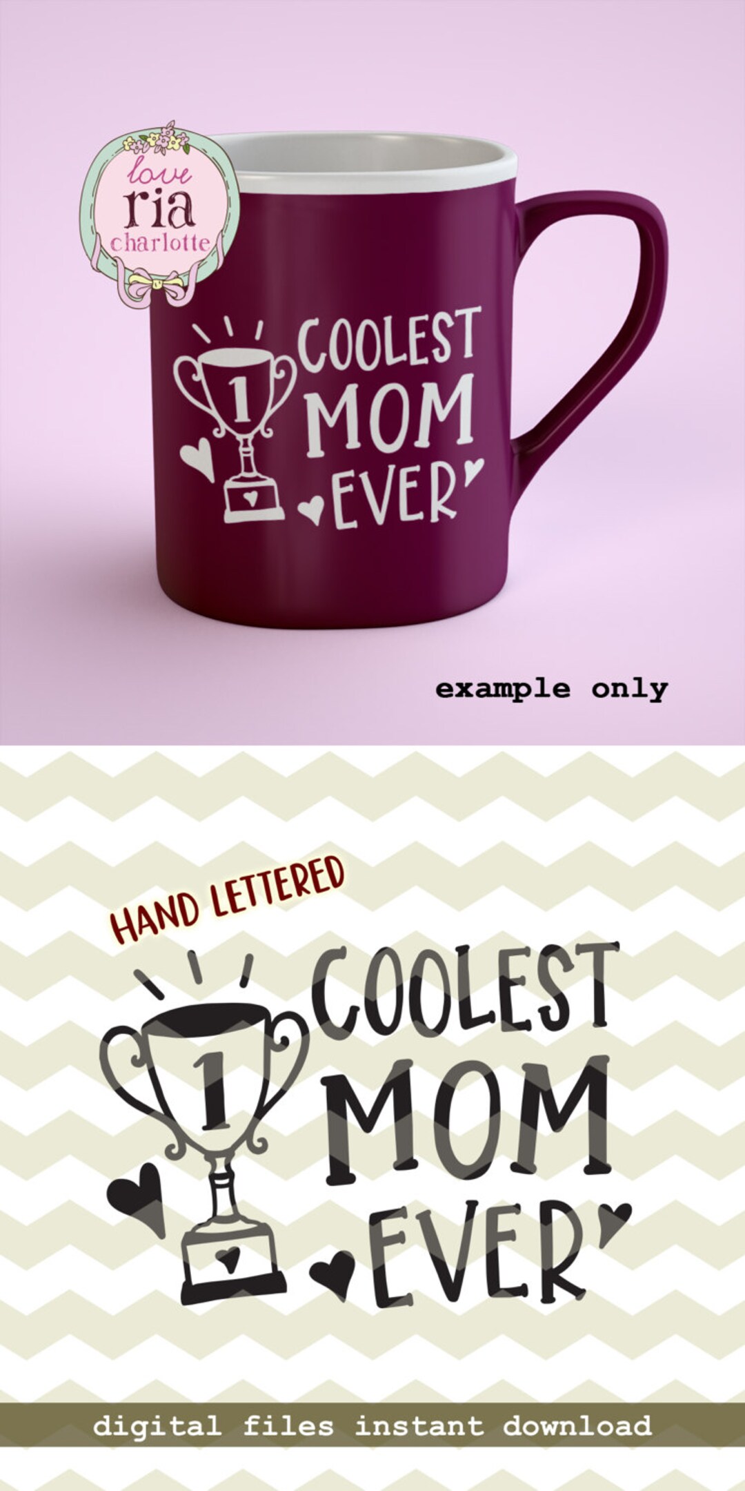 Coolest Mom Ever, Cute Fun Trophy Mother’s Day Gift Idea Digital Cut ...
