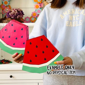 Summer Craft - 3D Paper Watermelon Gift Box, Party Favor, Digital ...