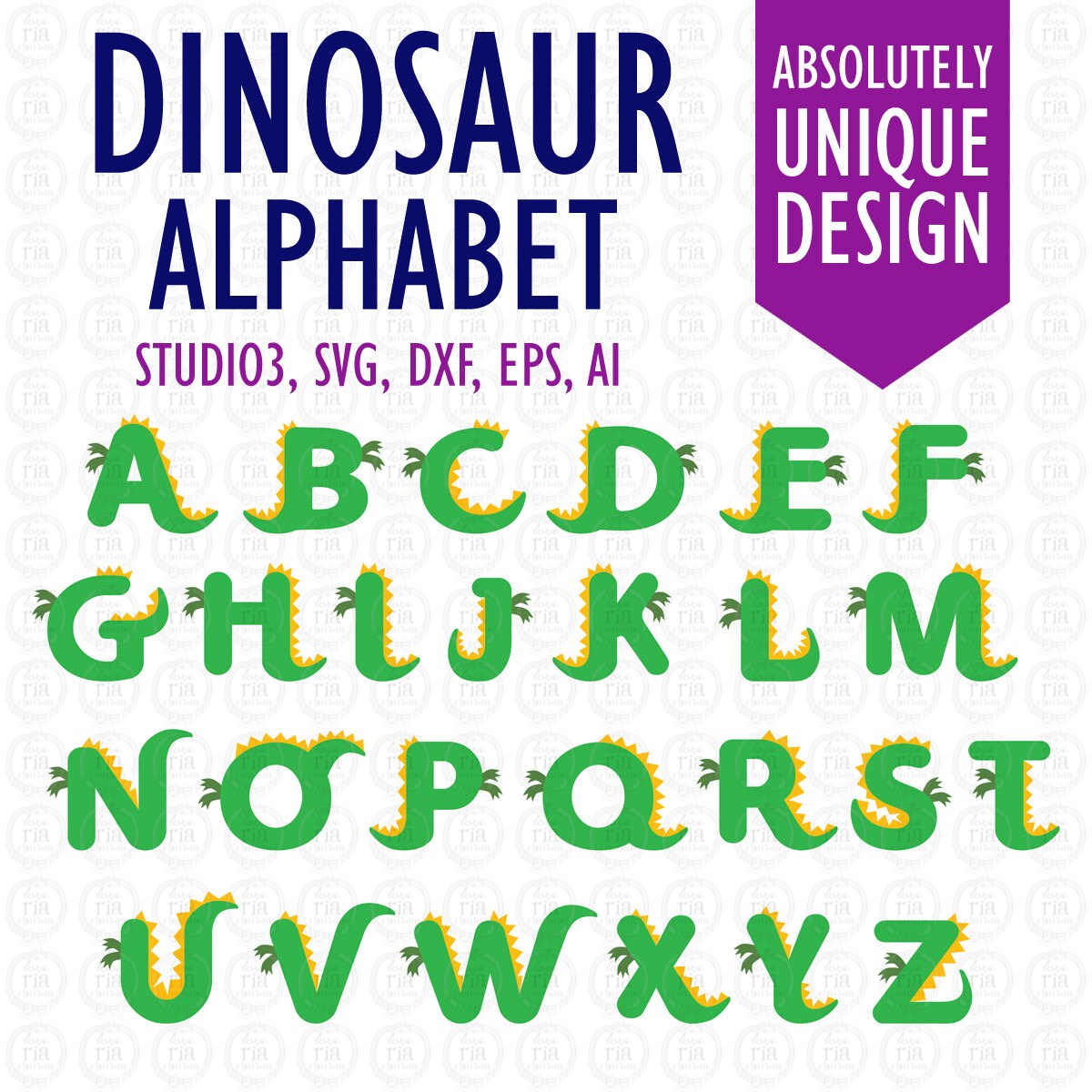 Dinosaur Alphabet Letters Digital Cutting Files, Ai, EPS, SVG, DXF ...
