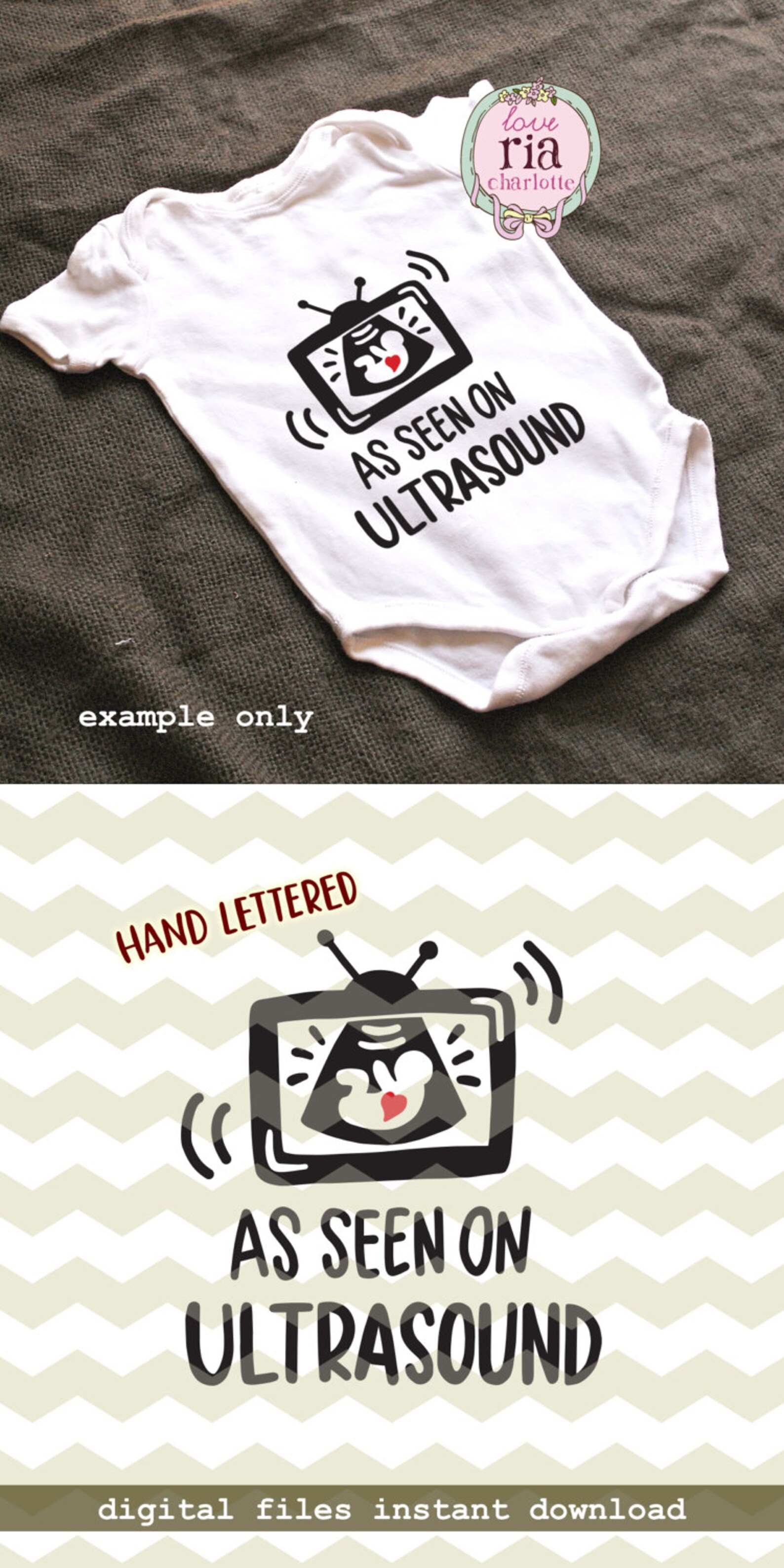 As Seen on Ultrasound, Cute Fun Funny New Baby Newborn Digital Cut ...
