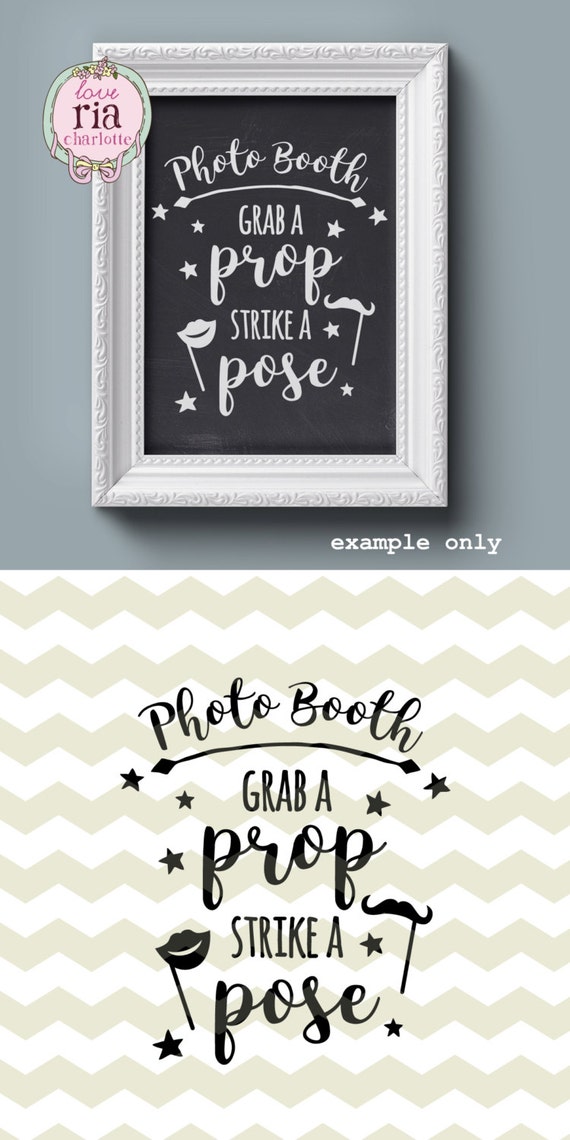 Wedding photo booth sign grab a prop strike a pose digital | Etsy
