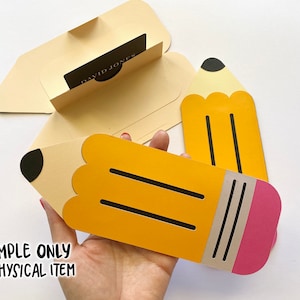 Pencil Gift Card Holder SVG Template, School Students Class Thank You ...
