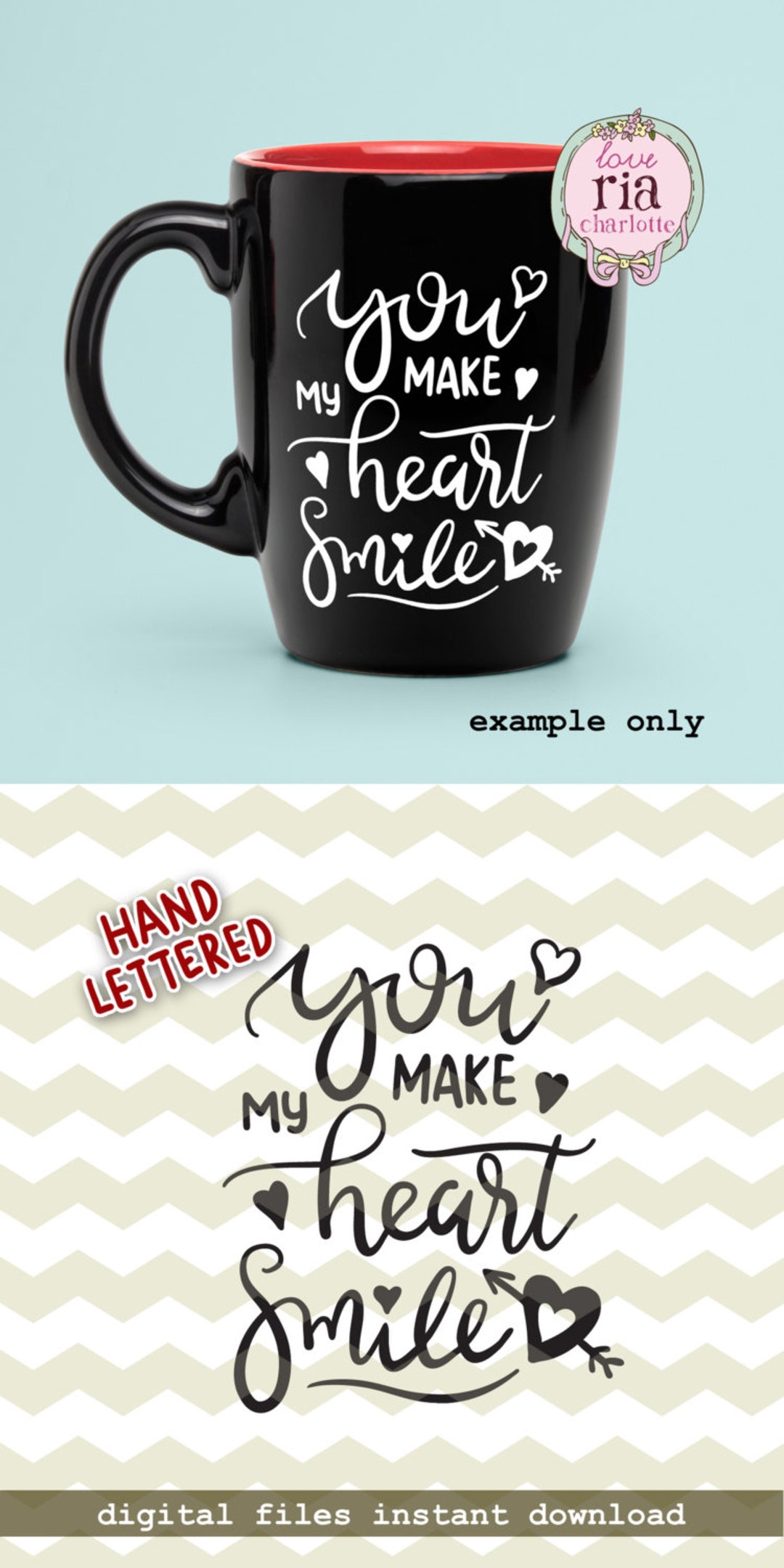You Make Heart Smile, Love Quote Valentine Valentine’s Day Digital Cut ...