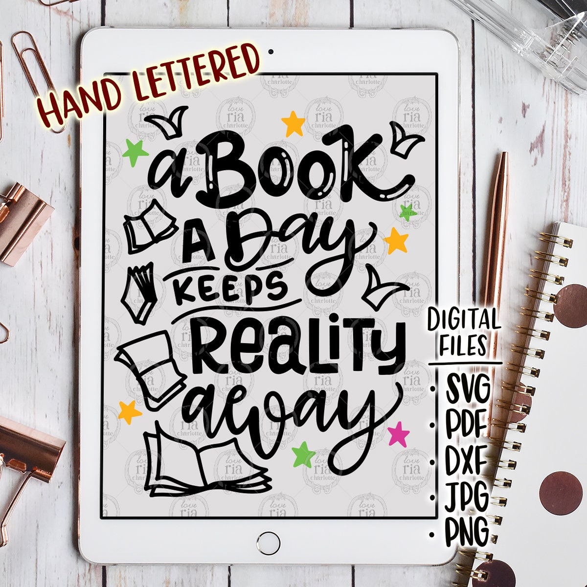 A book a day keeps reality away book club bookworm reading | Etsy