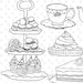 High Tea, Afternoon Tea Time, Teapot Teacups Cake Handdrawn Hand Drawn ...