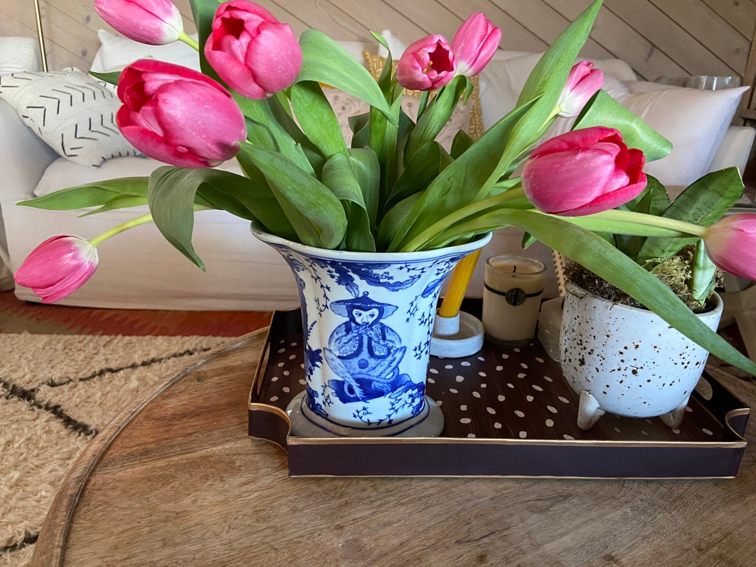 Vintage Chinoiserie Monkey Vase Blue and White Chinoiserie Vase Monkeys ...