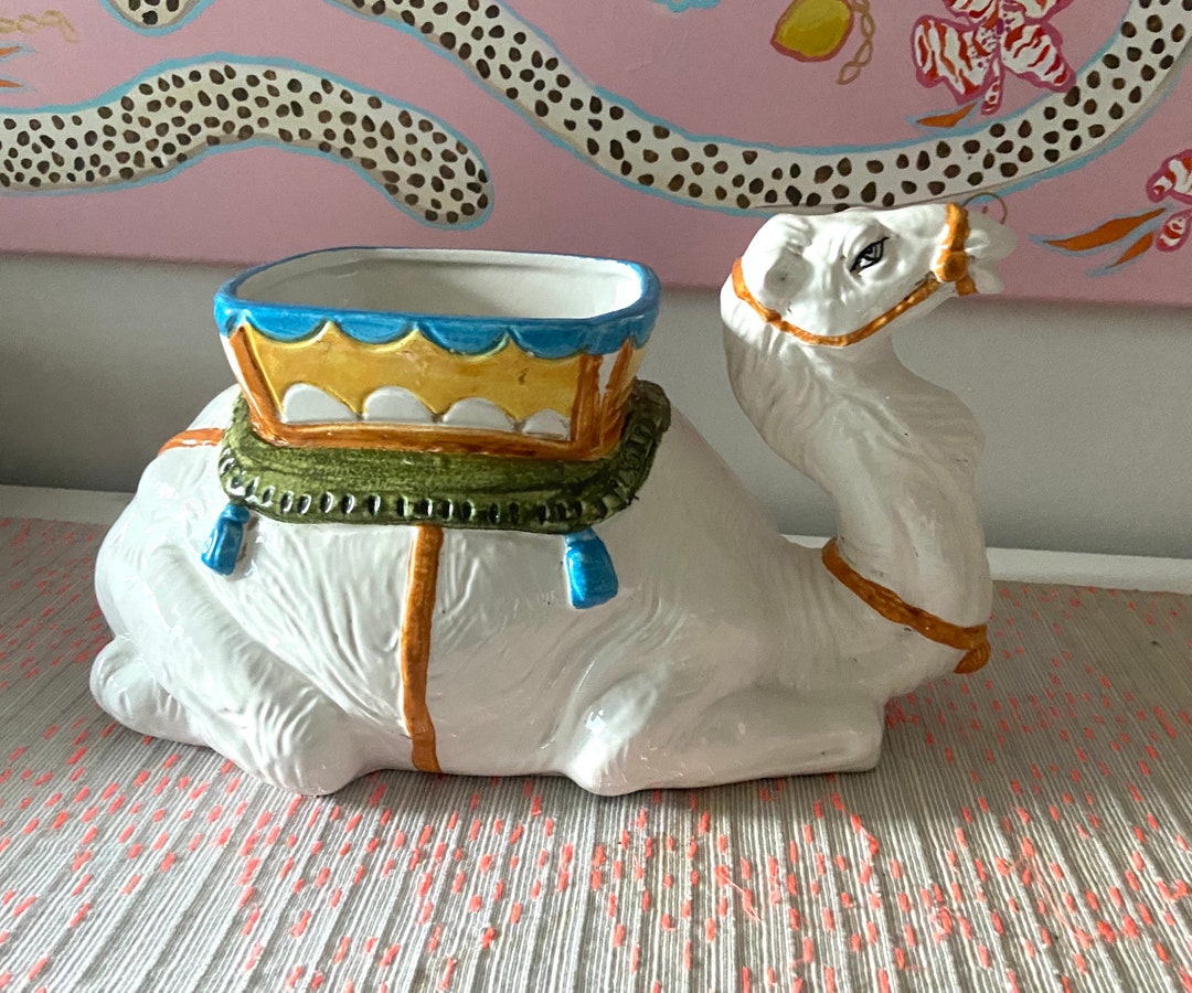Vintage Camel Planter Majolica Planter Porcelain Camel Planter Italy ...