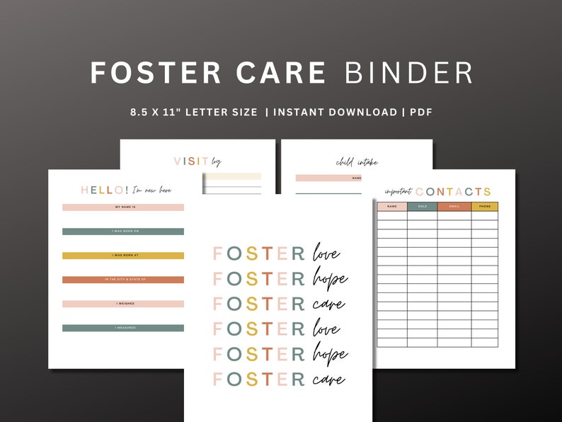 Foster Care Binder / Baby Edition / Printable PDF / Organize Documents ...