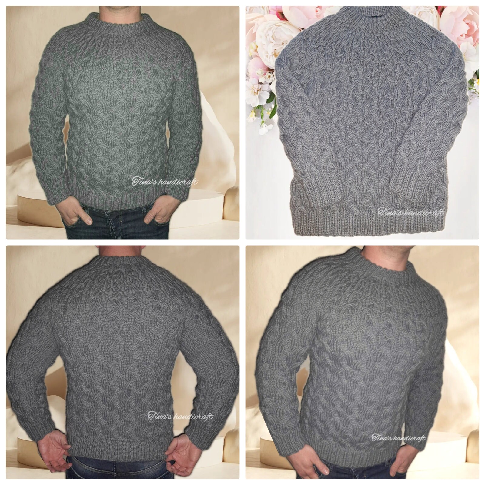 Knitting Pullover for Mean's, Warm Dress, Handmade Item Winter - Etsy