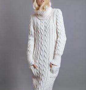 Long Knitting Dress With Braids & Pockets Sidewayswinter - Etsy