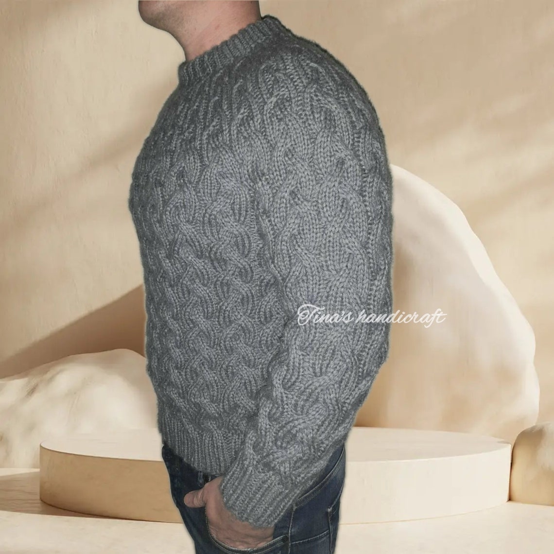 Knitting Pullover for Mean's, Warm Dress, Handmade Item Winter - Etsy