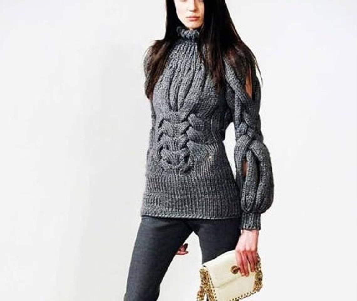 Knitting pullover with braidsstyle dresscozy dressgift | Etsy