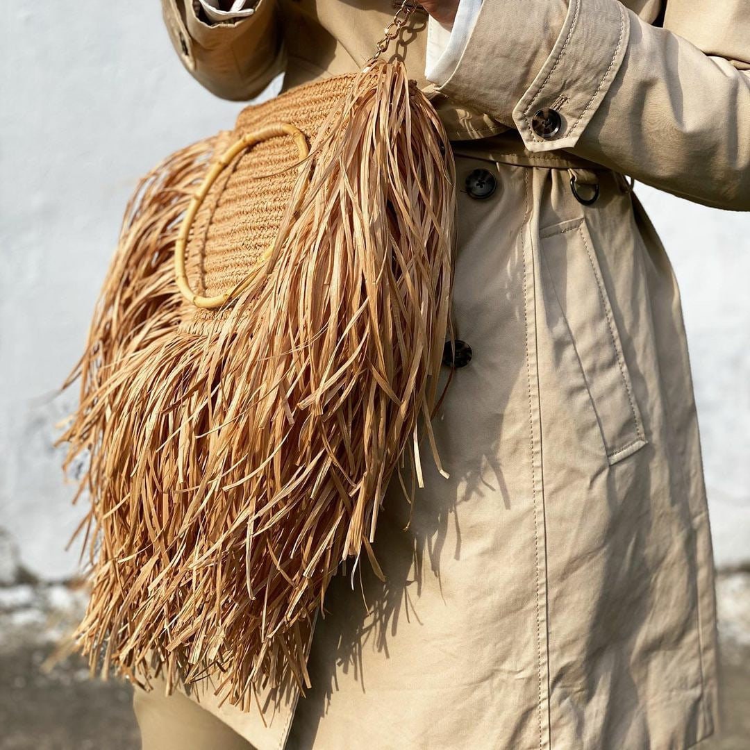 Crochet Bag Wιth Fringes From Ecological Rafia Yarn - Etsy