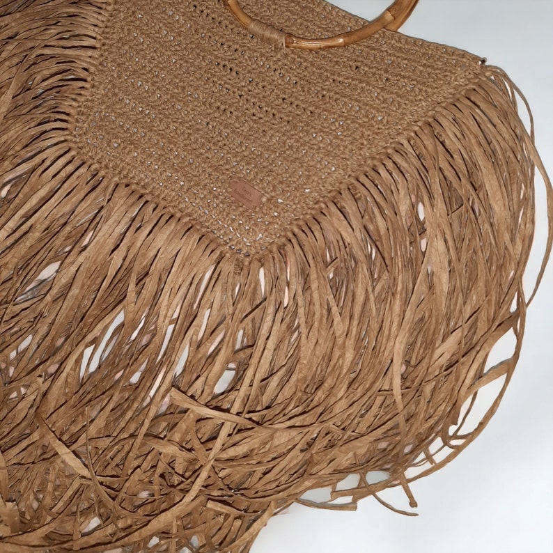 Crochet Bag Wιth Fringes From Ecological Rafia Yarn - Etsy