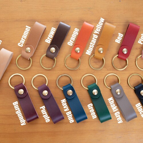 13 Colors Leather Swivel Key Holder Personalized Key Fob - Etsy
