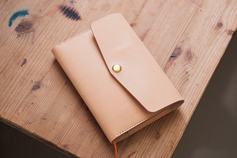 B6 Slim/midori MD Natural Trifold Leather Notebook Cover With - Etsy