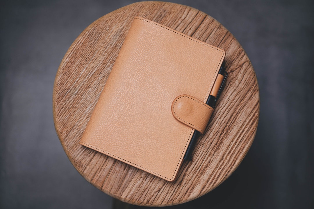 6 COLORS - B6/stalogy Natural Snap Closure Pebbled Leather Notebook ...
