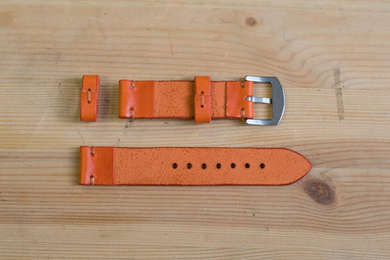 12 COLORS Orange Buttero Leather Minimalist Watch Strap 18 - Etsy