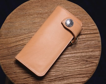 Men's Personalized Leather Long Biker Wallet With Chain - Etsy
