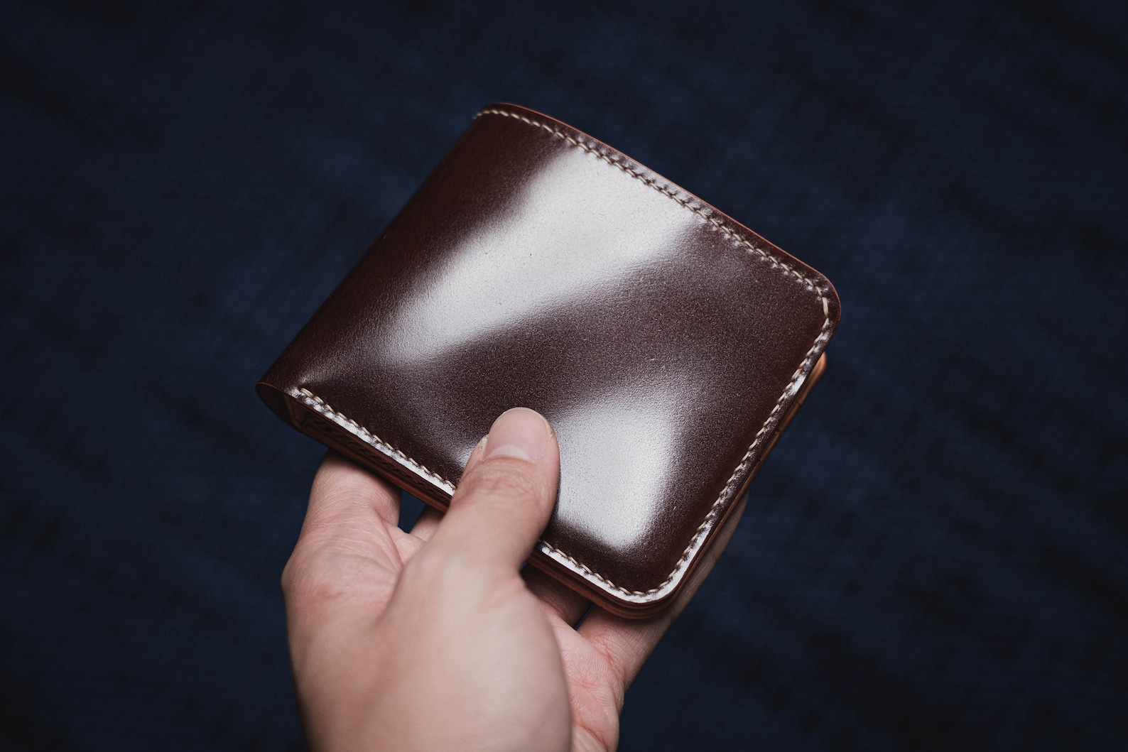 7 COLORS - 6-slot Burgundy Shell Cordovan & Natural Leather Billfold ...