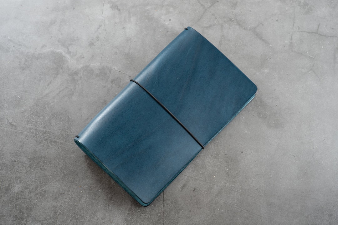 All Sizes - Navy Blue Buttero Leather Traveler's Notebook Cover (no ...