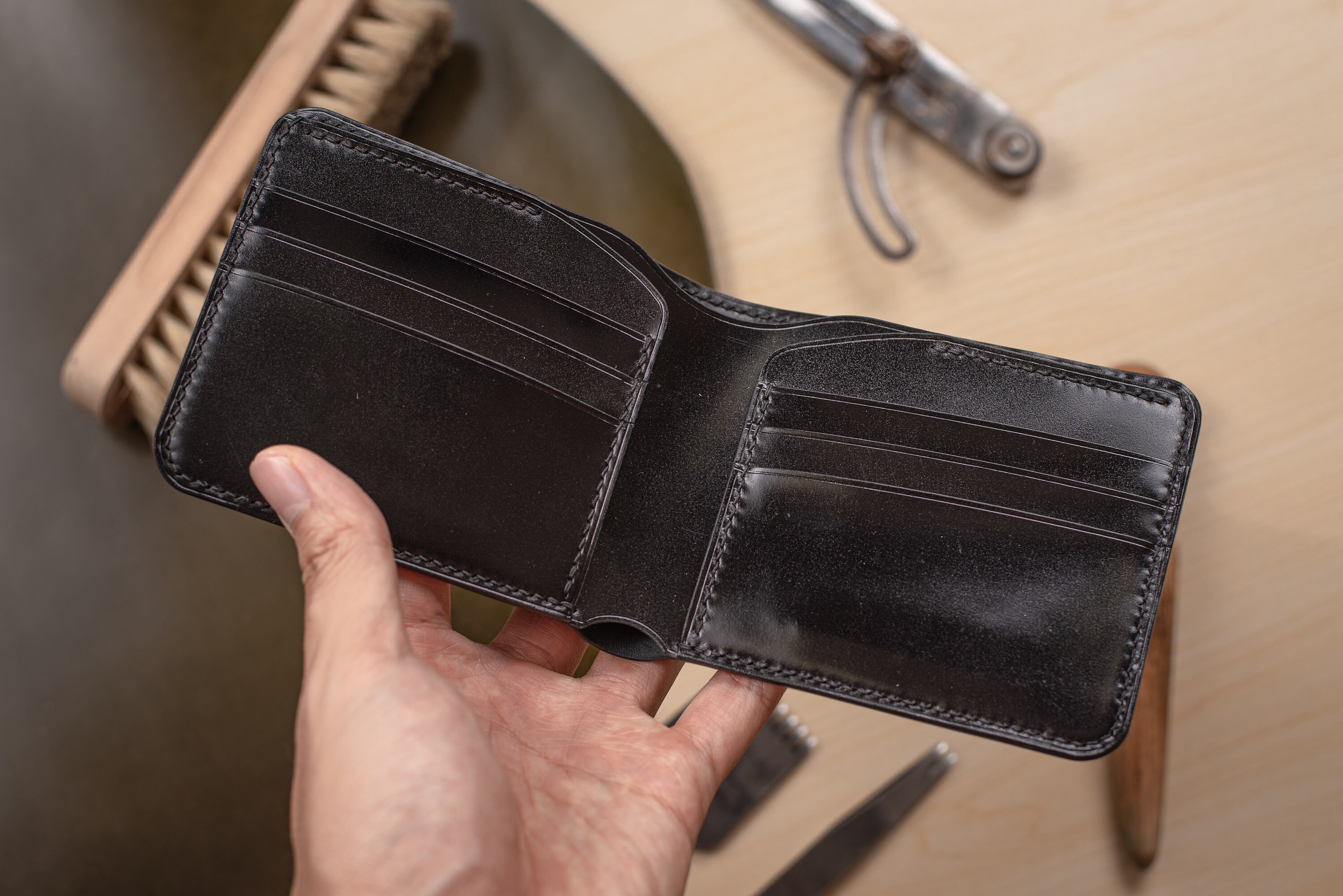 CUSTOMIZABLE 6-Slot All Black Shell Cordovan Leather | Etsy