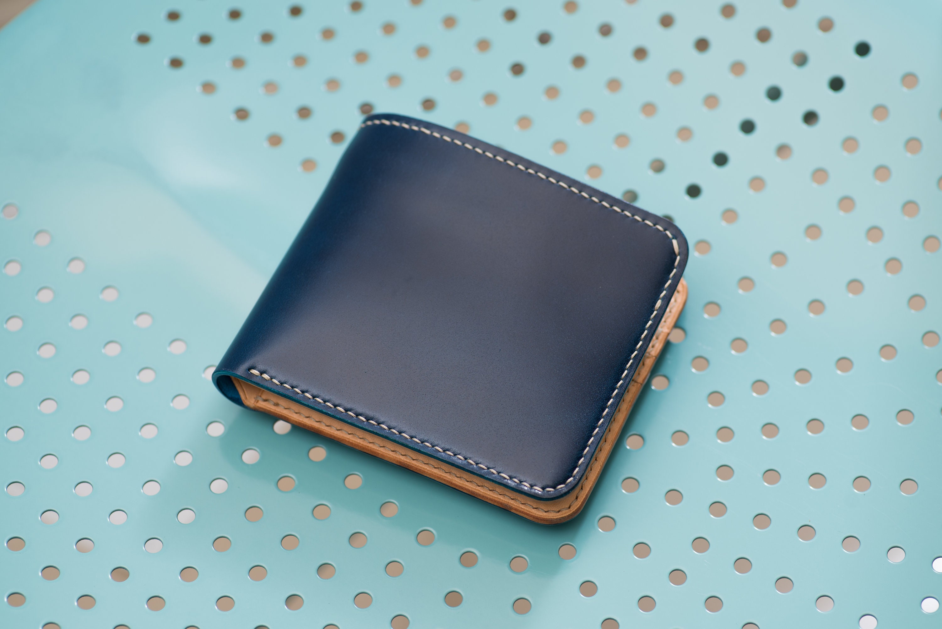 7 COLORS Navy Blue Shell Cordovan & Natural Leather 6-slot - Etsy