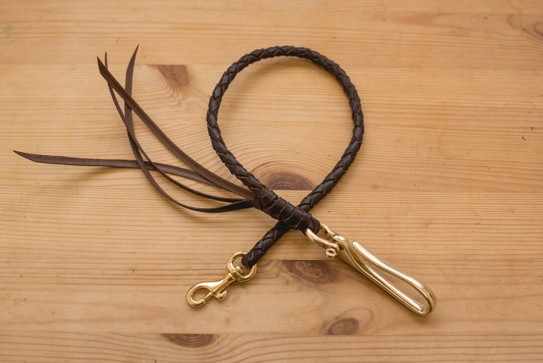 Round Braid Dark Brown Vegetable-tanned Leather Wallet Rope With Fish ...