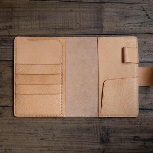 A6/hobonichi/midori MD Natural Trifold Leather Notebook Cover - Etsy