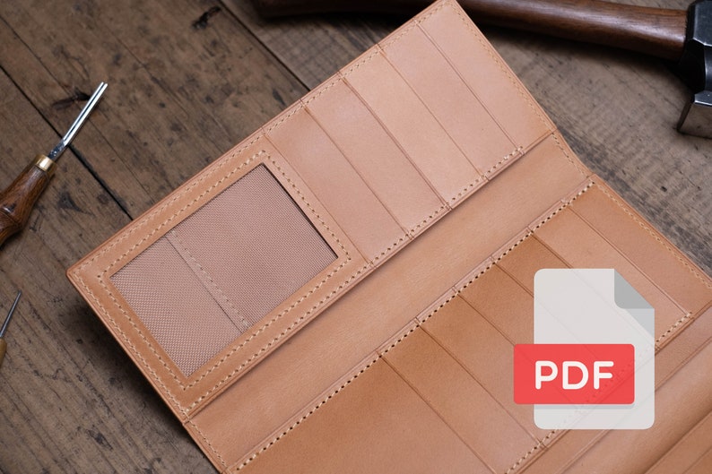 Leather Trifold Long Wallet PDF Template Set No.25 - Digital ...