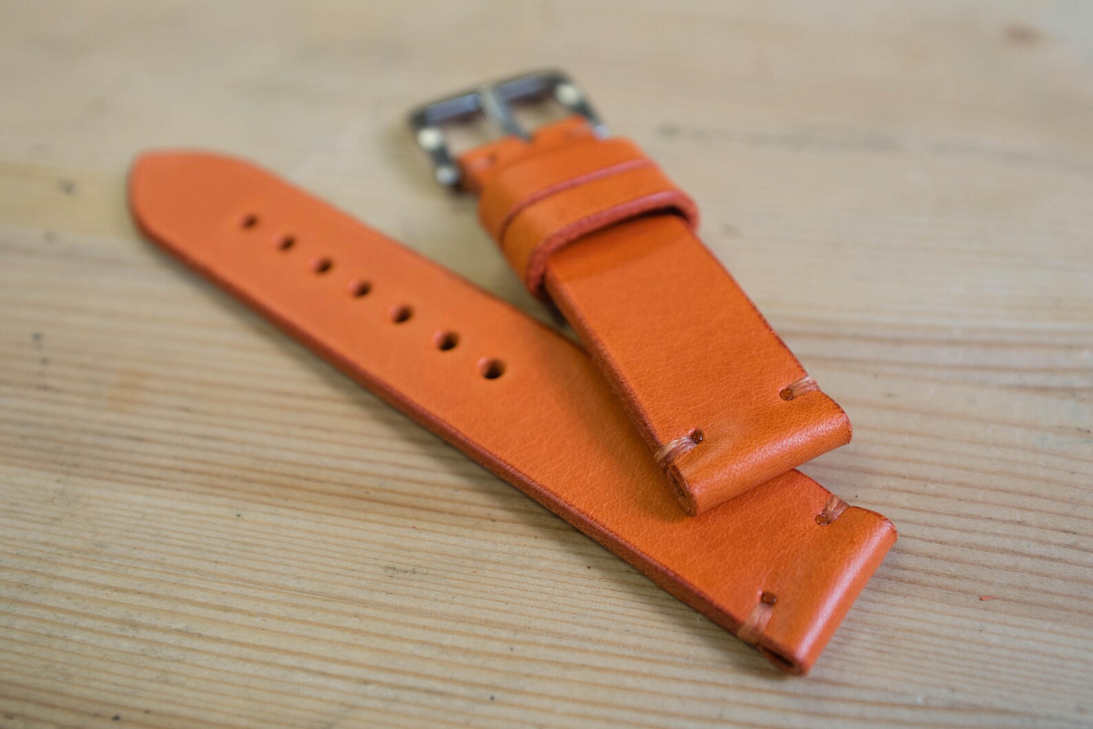12 COLORS Orange Buttero Leather Minimalist Watch Strap 18 | Etsy