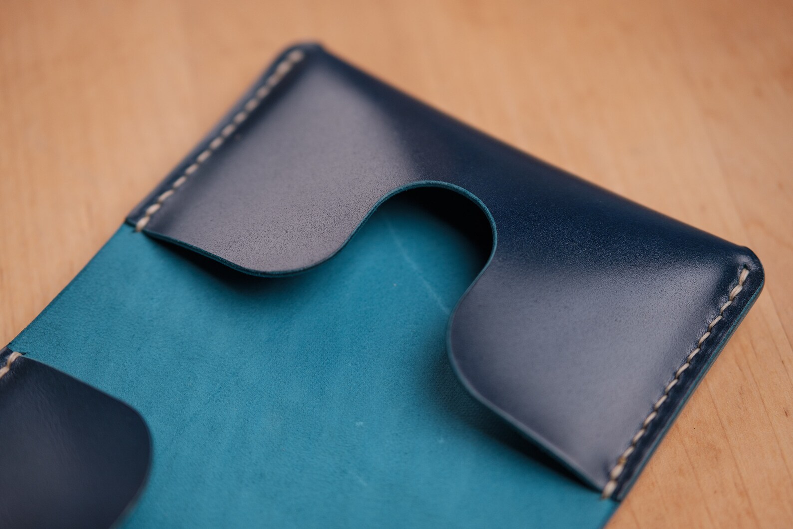 7 COLORS Navy Blue Shell Cordovan Leather Folded Business - Etsy