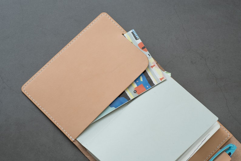 A6/hobonichi/midori MD Natural Trifold Leather Notebook Cover - Etsy
