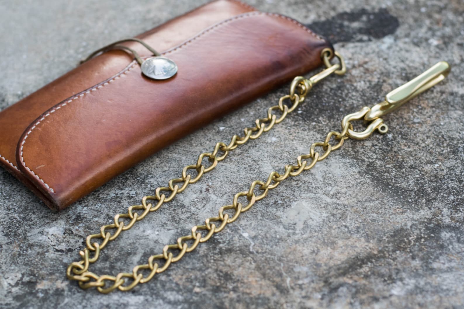 Solid Brass Wallet Chain With Fish Hook - Etsy