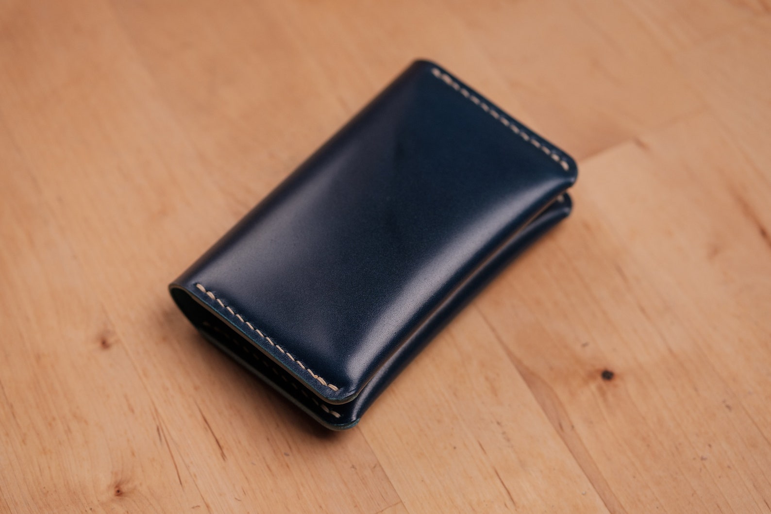 7 COLORS Navy Blue Shell Cordovan Leather Folded Business - Etsy