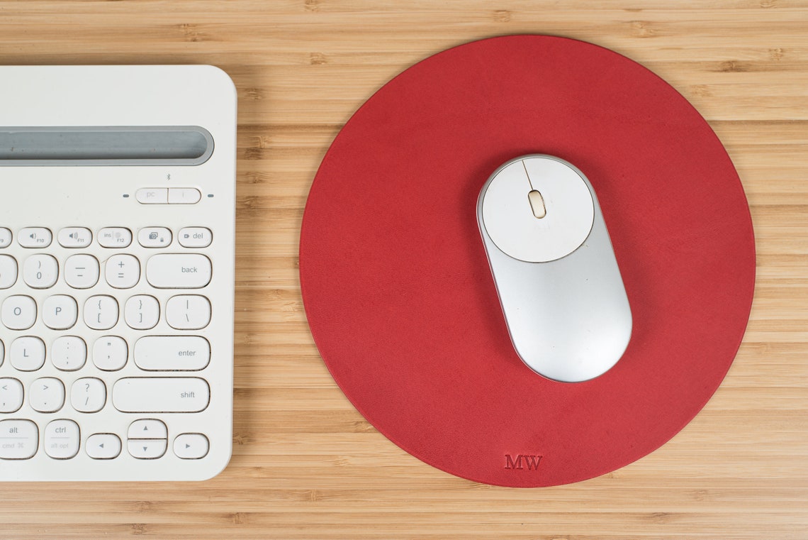12 COLORS Red Round Buttero Leather Mouse Pad - Etsy