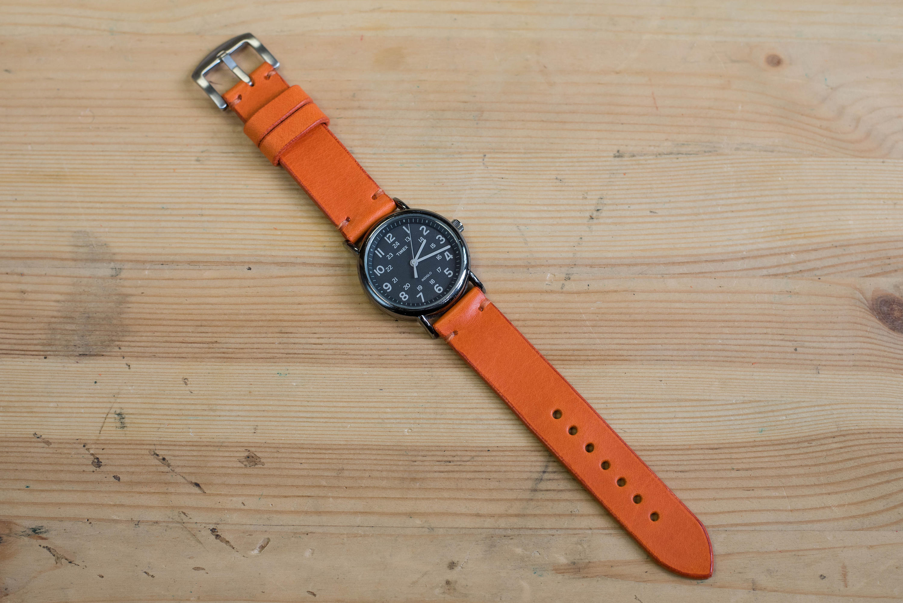 12 COLORS Orange Buttero Leather Minimalist Watch Strap 18 | Etsy