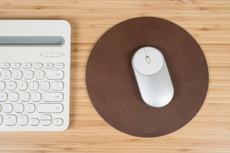 12 COLORS Brown Round Buttero Leather Mouse Pad | Etsy