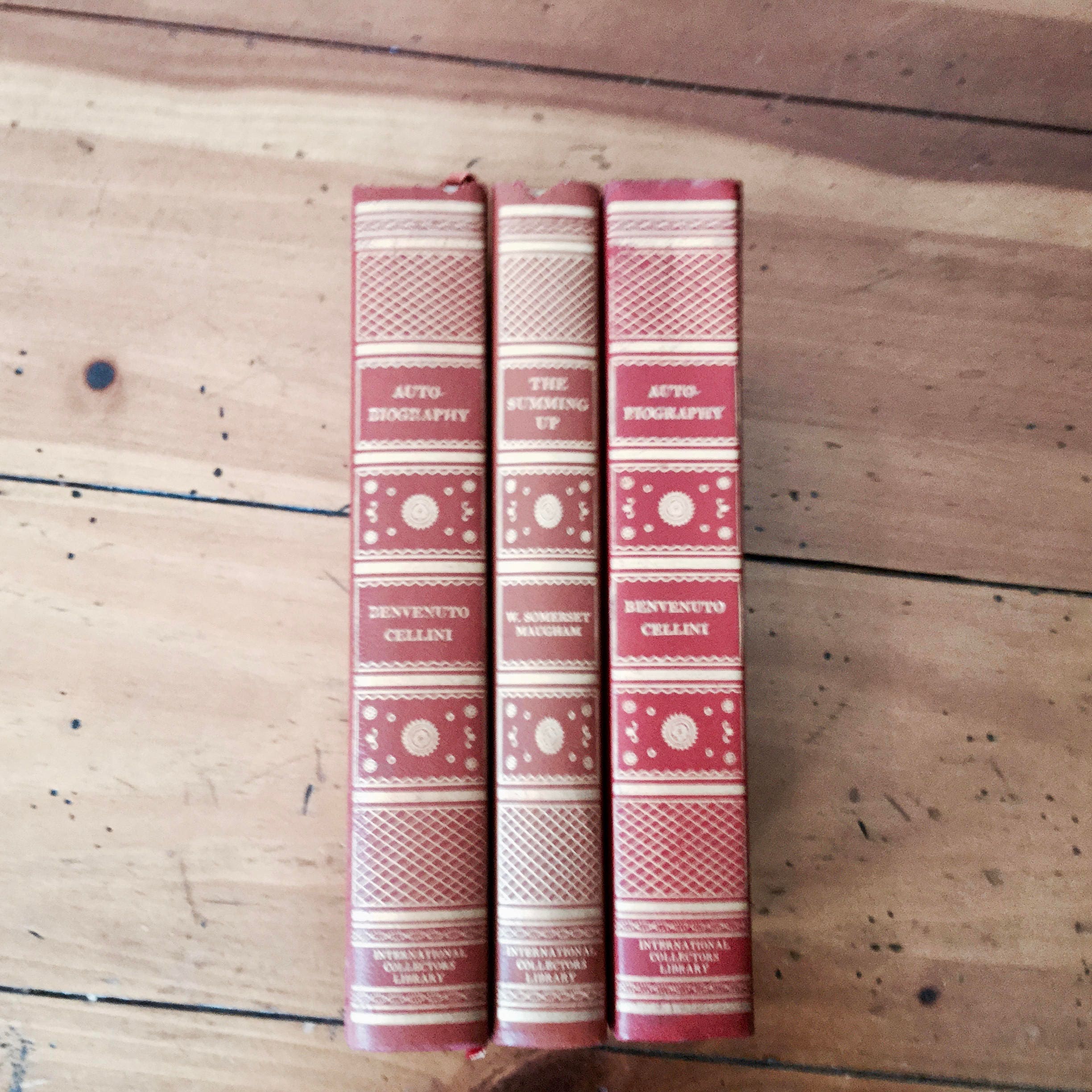 Set of 3 Classic Decorative Leather book, Vintage Book decor ...