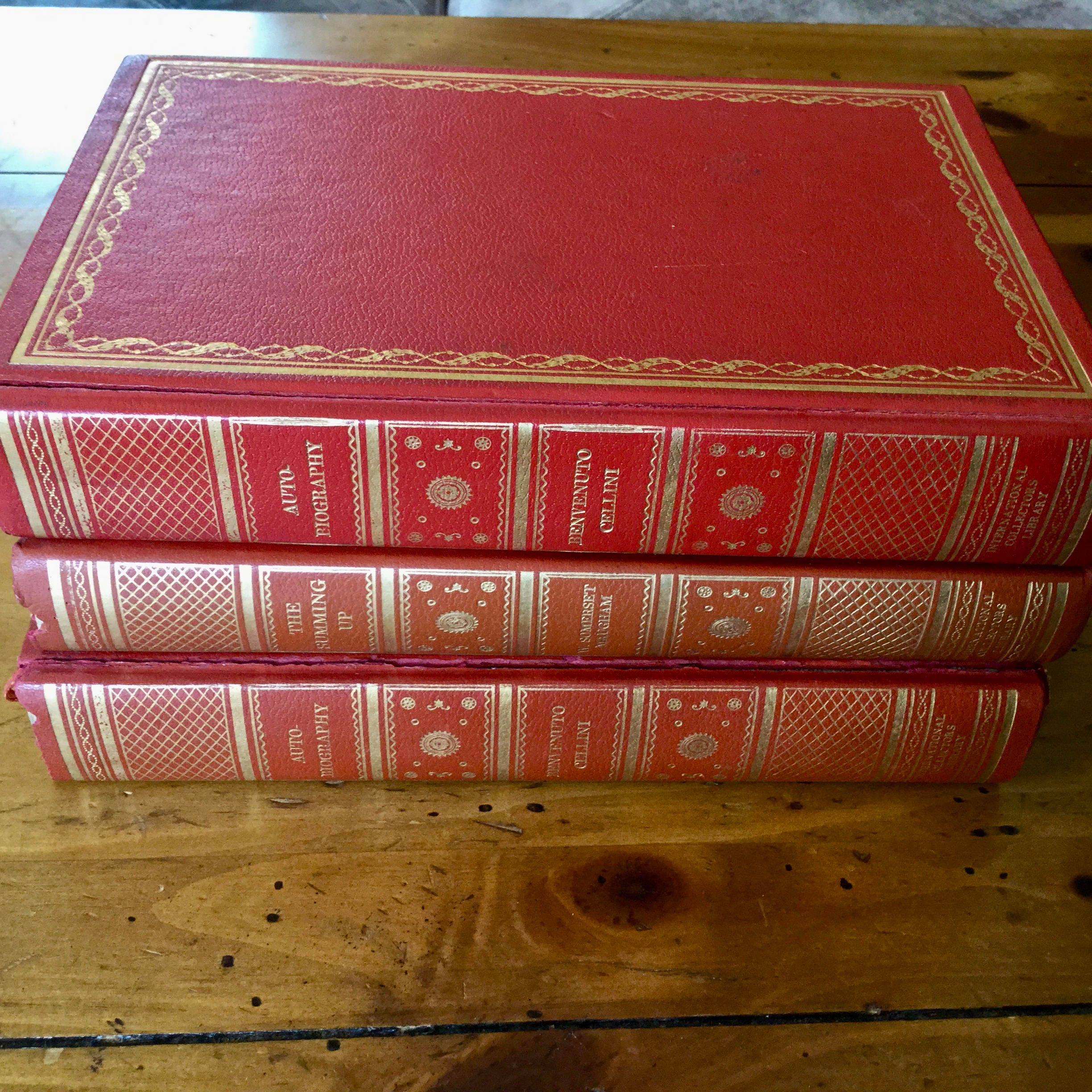 Set of 3 Classic Decorative Leather book, Vintage Book decor ...