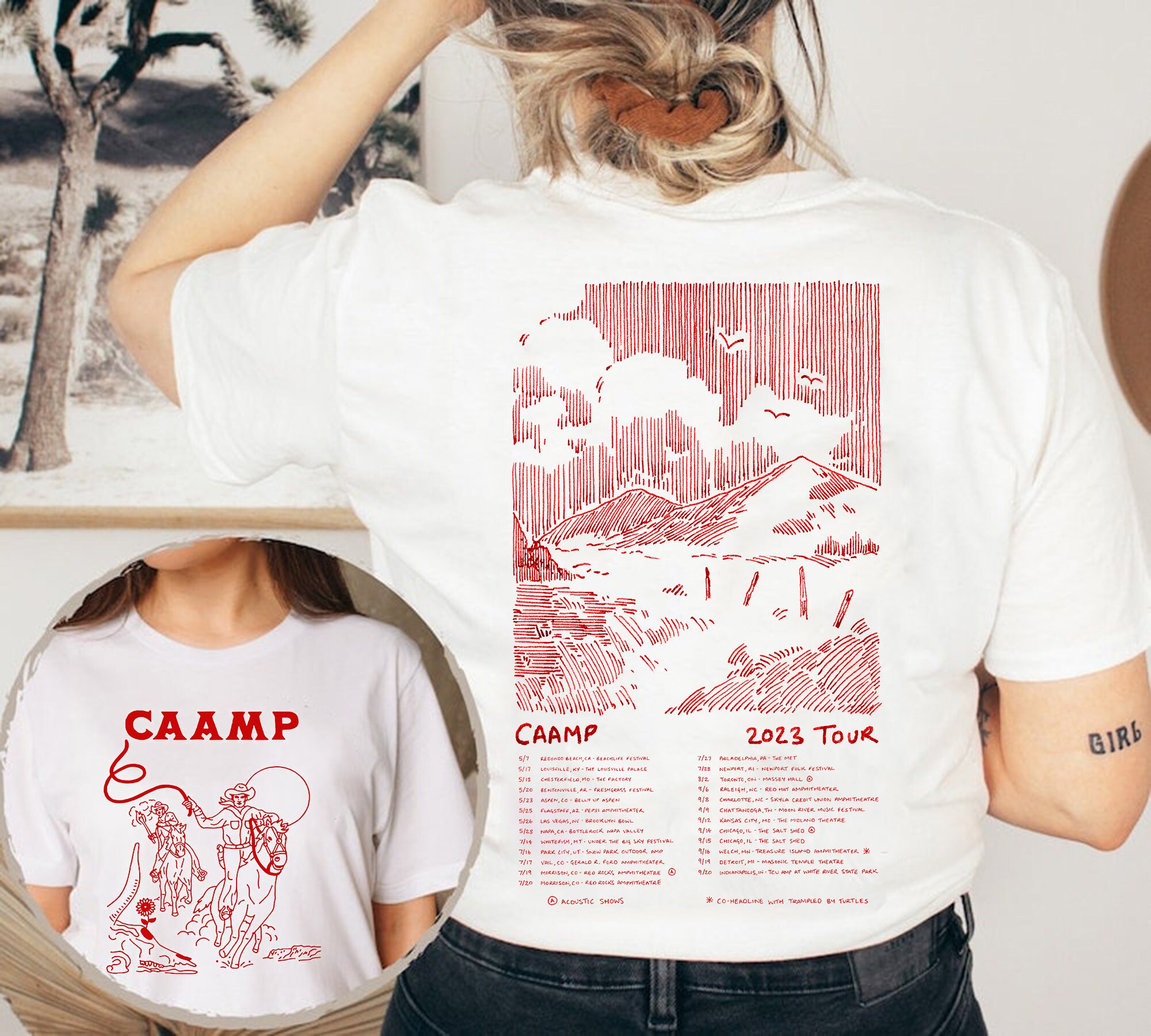 2 SIDED 2023 Tour Vintage CAAMP Shirt, Caamp Tour 2023 Merch sold by ...